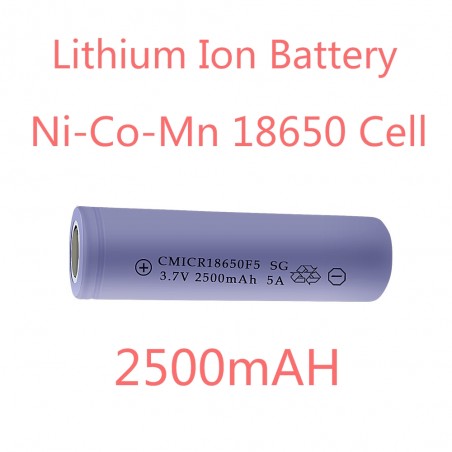 2500mAh Lithium Ion Battery 18650 Battery Cell