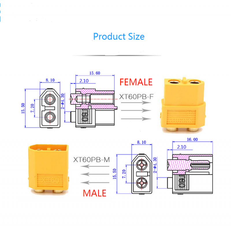 A Pair of Amass XT60 Connector