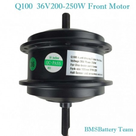Q100 36V250W-350W Front Driving EBike Hub Motor RPM 201