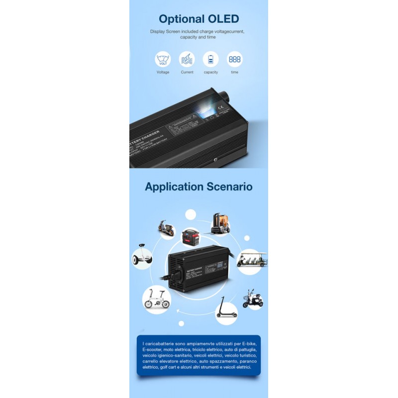 C600M 600W LiFePo4/Li-Ion/Lead Acid Battery EBike Charger with OLED ...